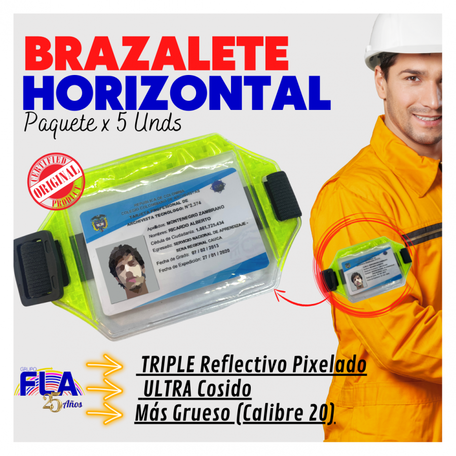 Brazaletes Fla Horizontal Reflectivos - Paquete De 5 Unidades.